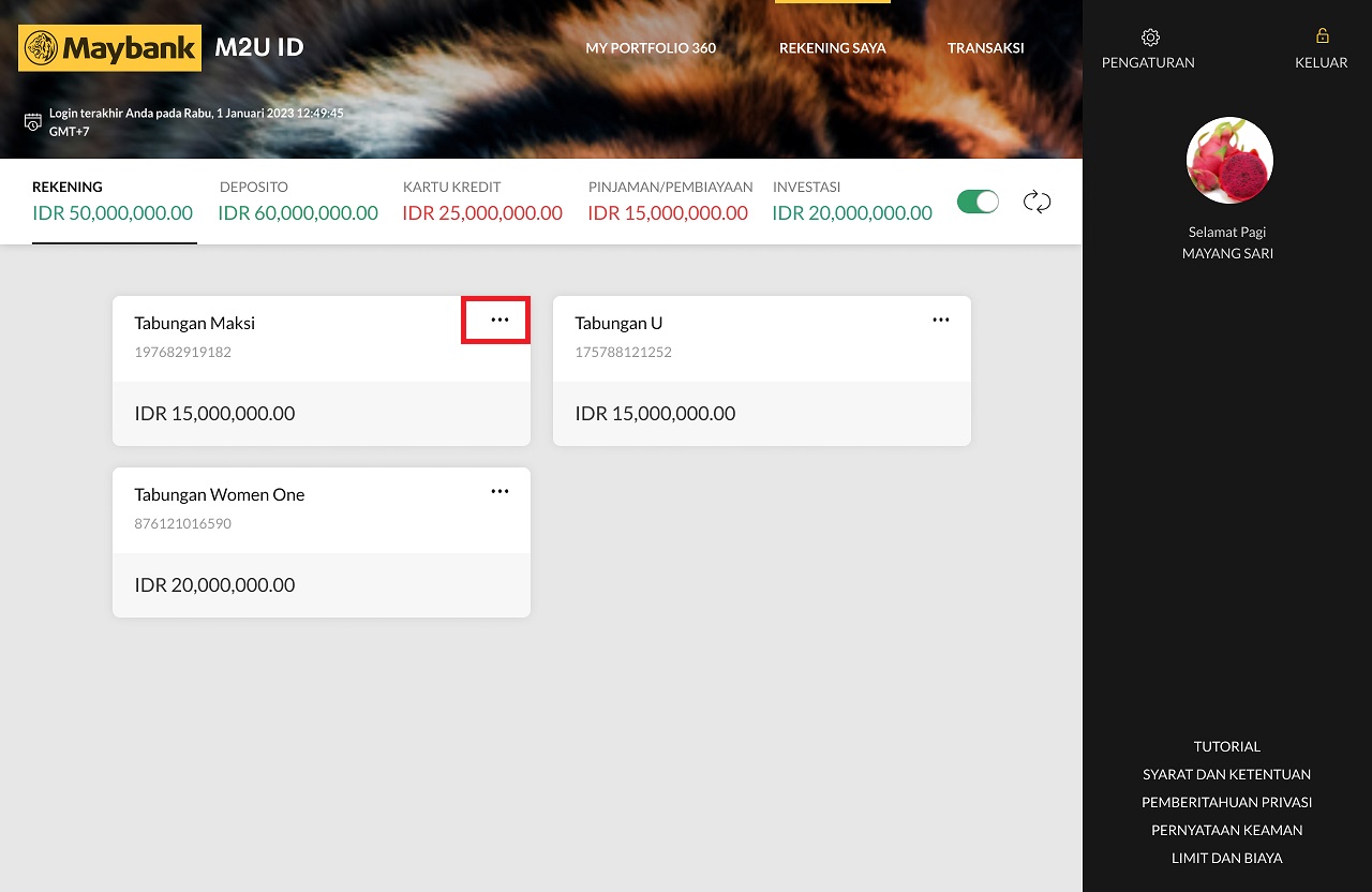 Panduan cetak mutasi rekening
