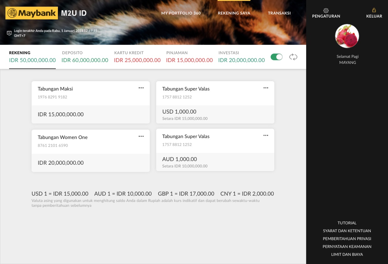 Kelola transaksi via M2U ID Web