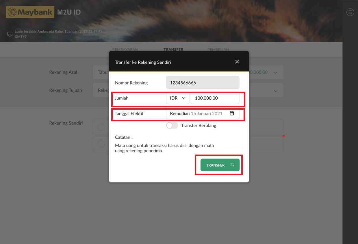 Kelola transaksi via M2U ID Web