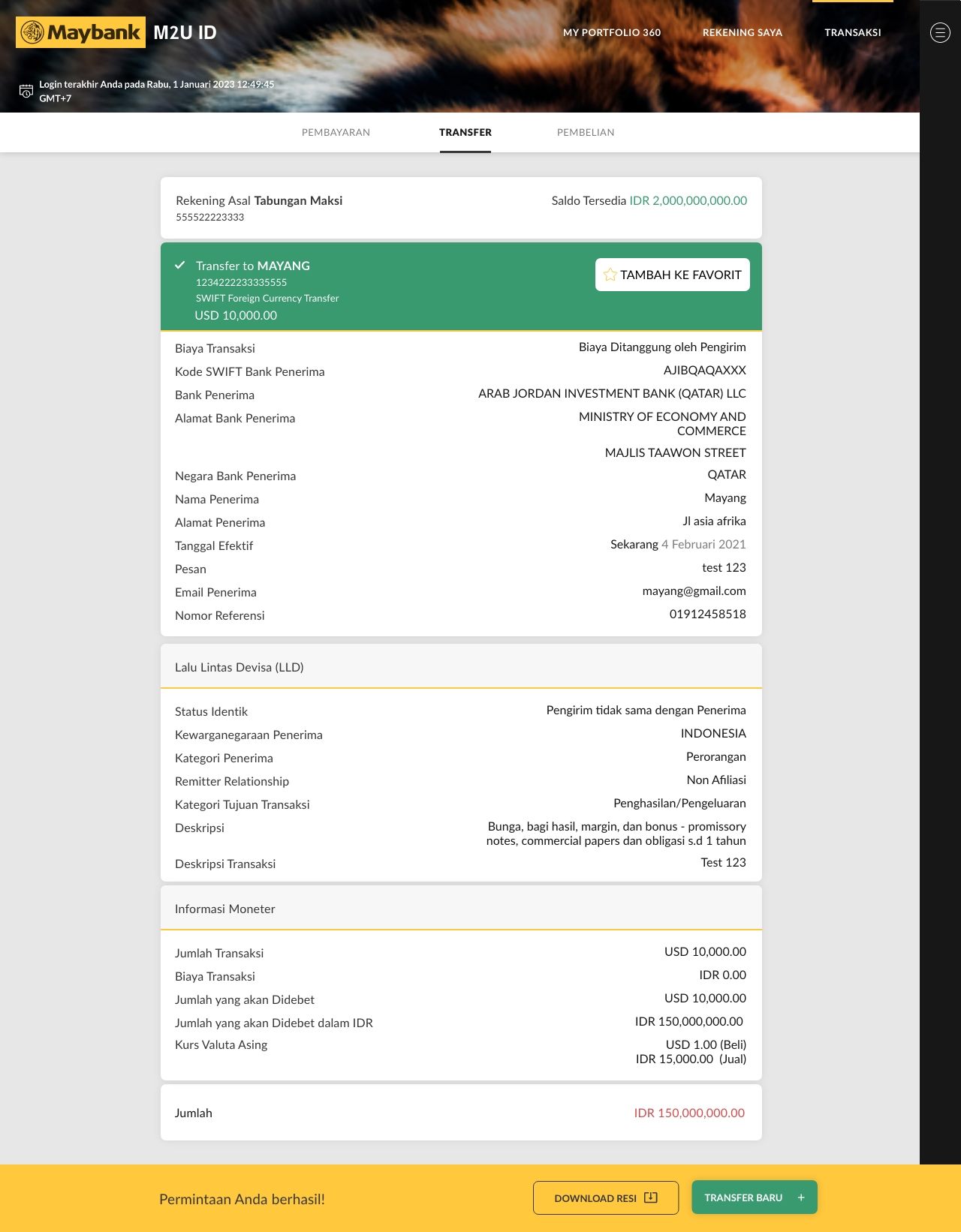 Panduan Transfer Valas