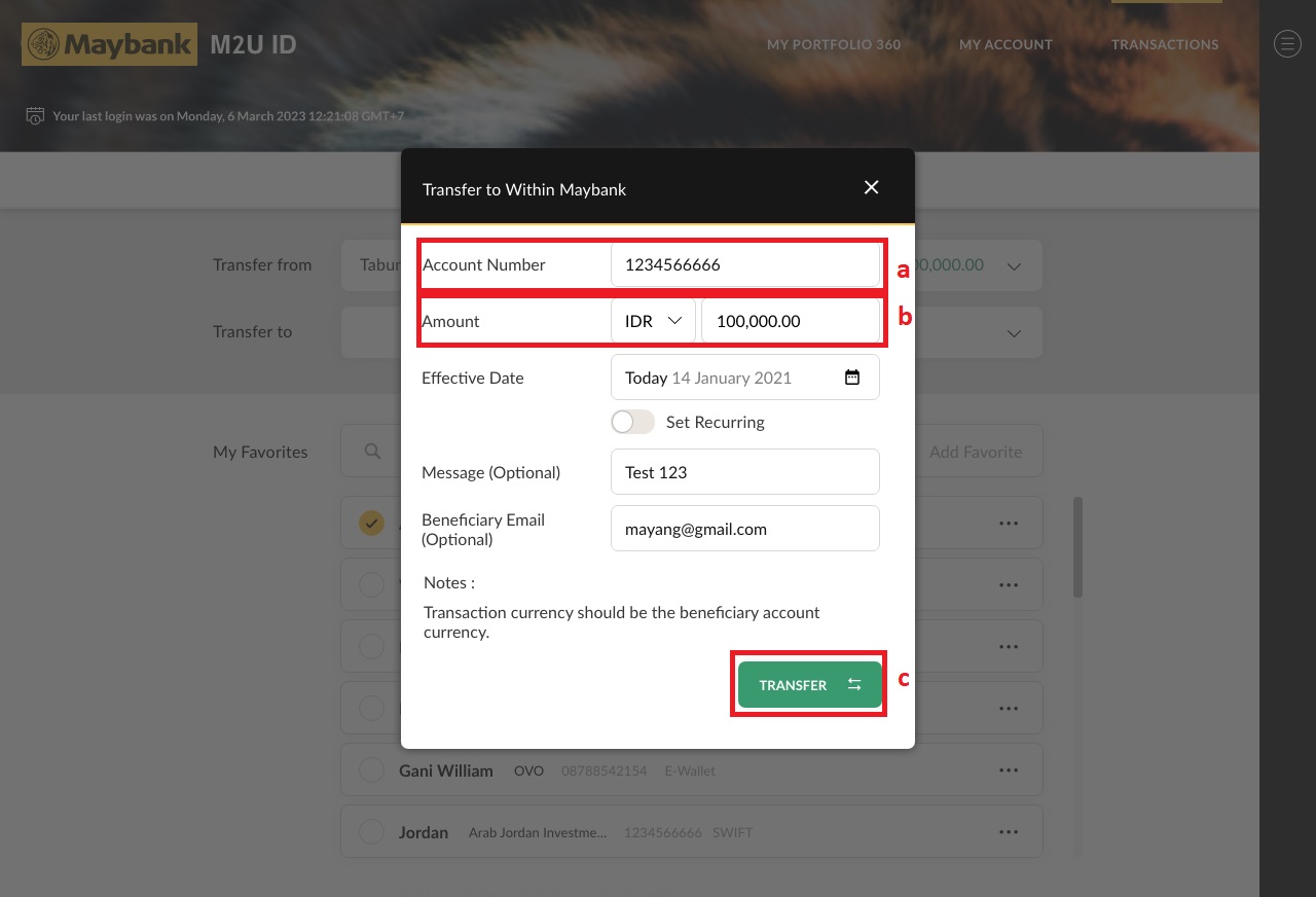 How to transfer between Maybank Saving Accounts