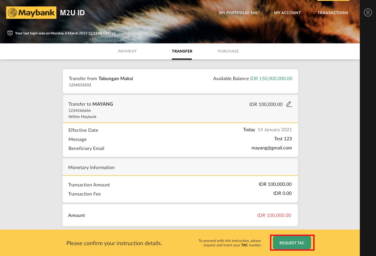 How to transfer between Maybank Saving Accounts