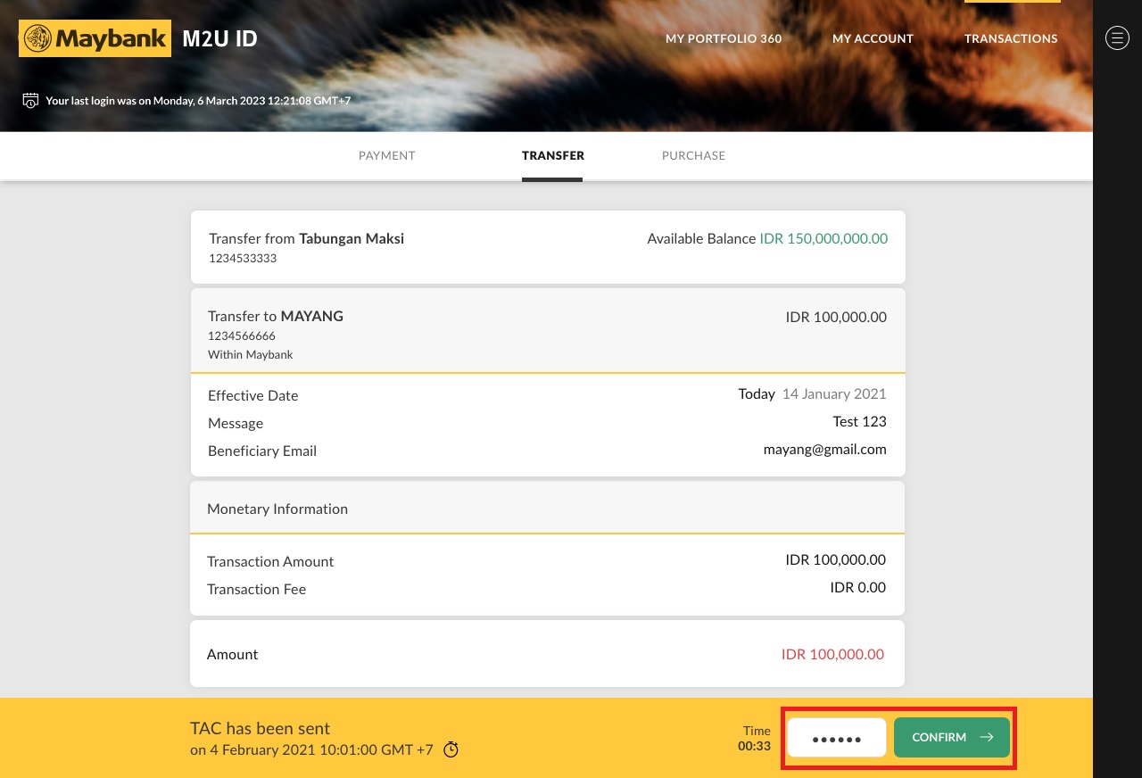How to transfer between Maybank Saving Accounts