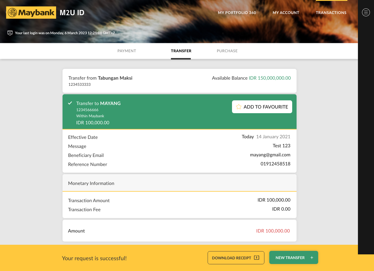 How to transfer between Maybank Saving Accounts