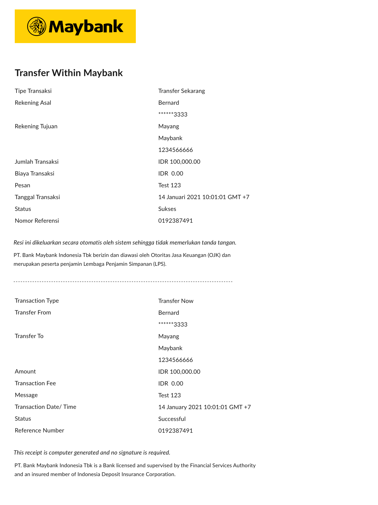 How to transfer between Maybank Saving Accounts