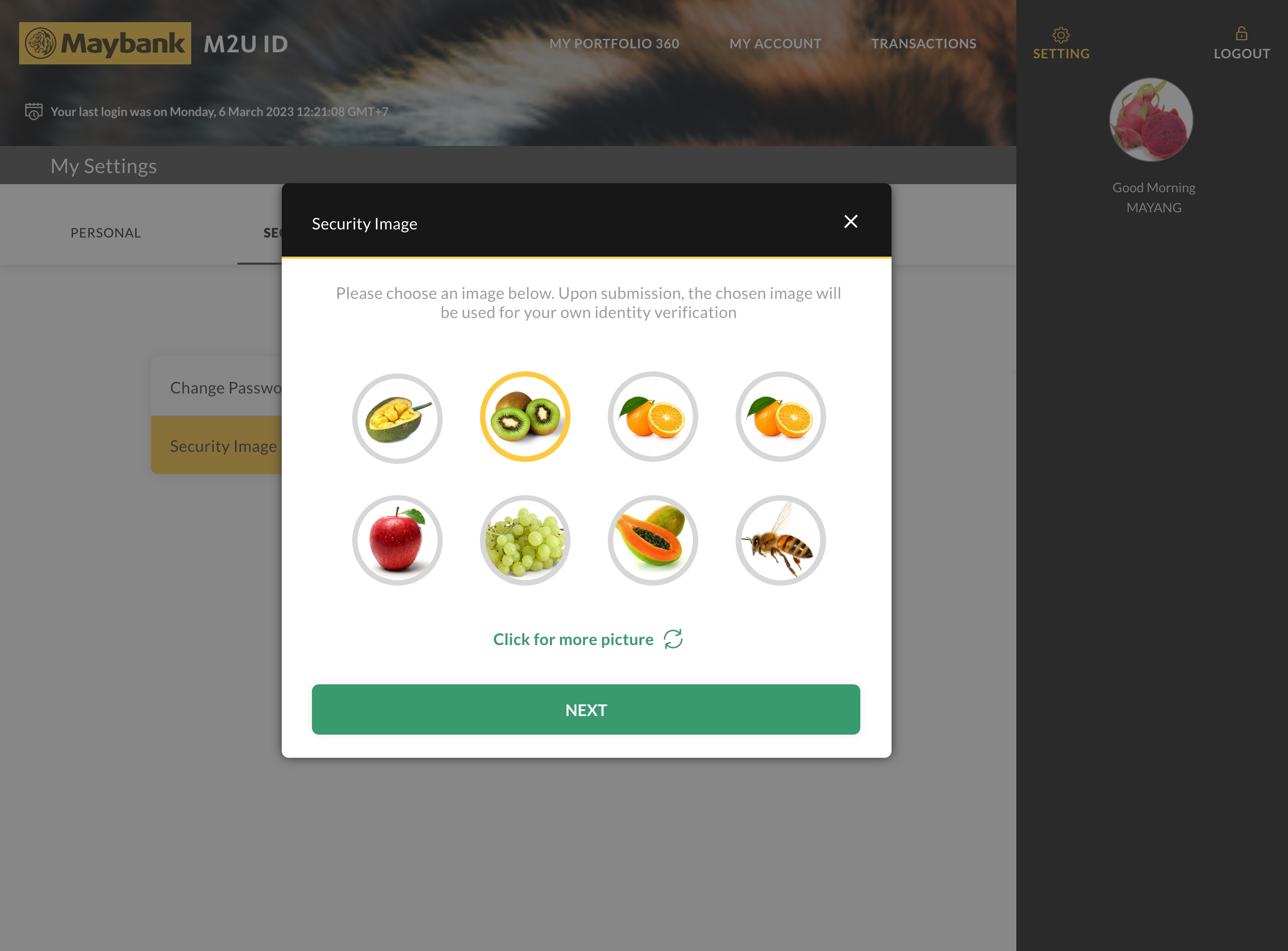 Panduan ubah security image M2U ID Web