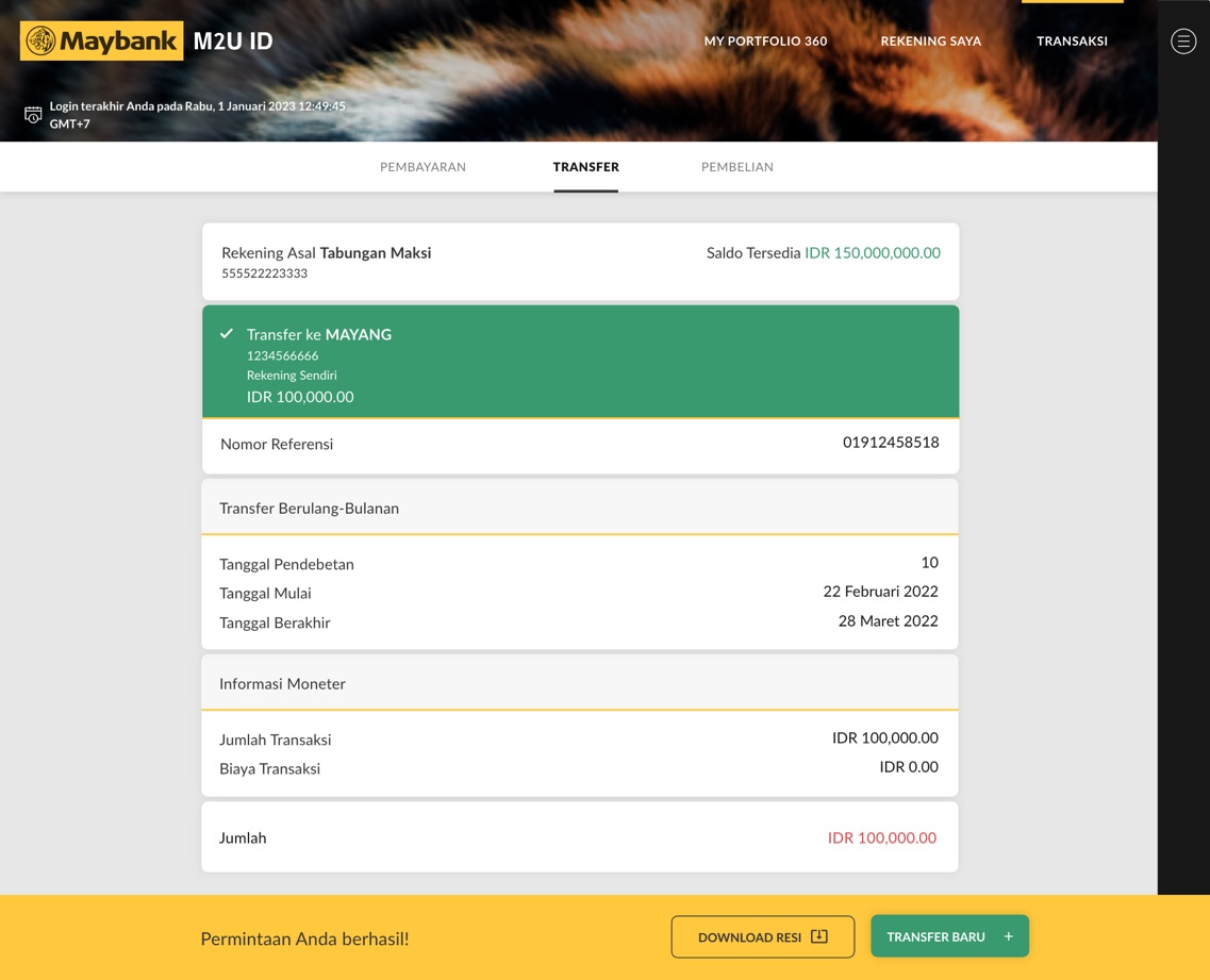 Kelola transaksi via M2U ID Web