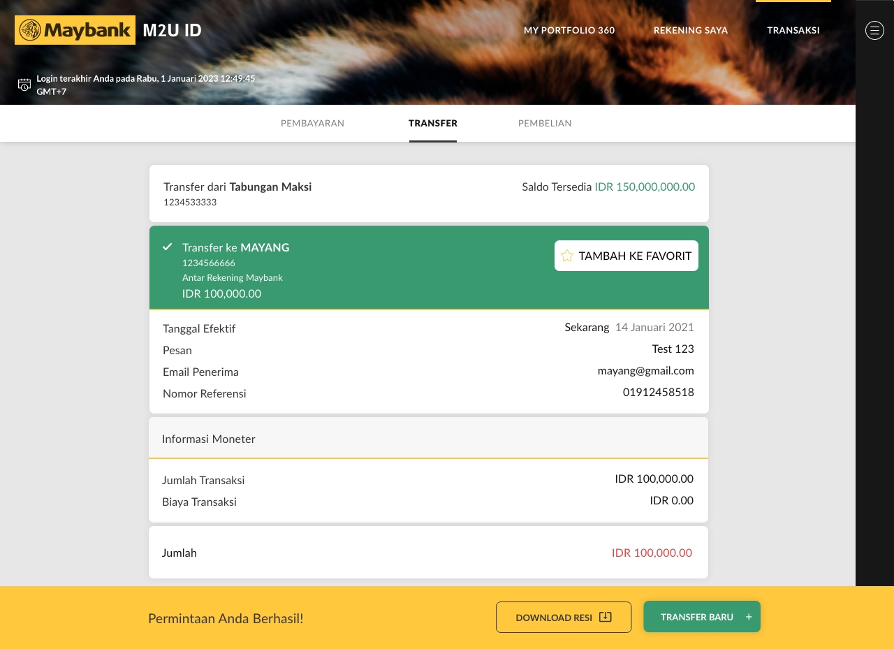 Panduan transfer antar Maybank